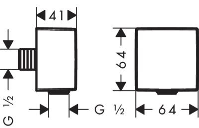 Шланговое подсоединение Hansgrohe FixFit Square 26455990 полированное ...
